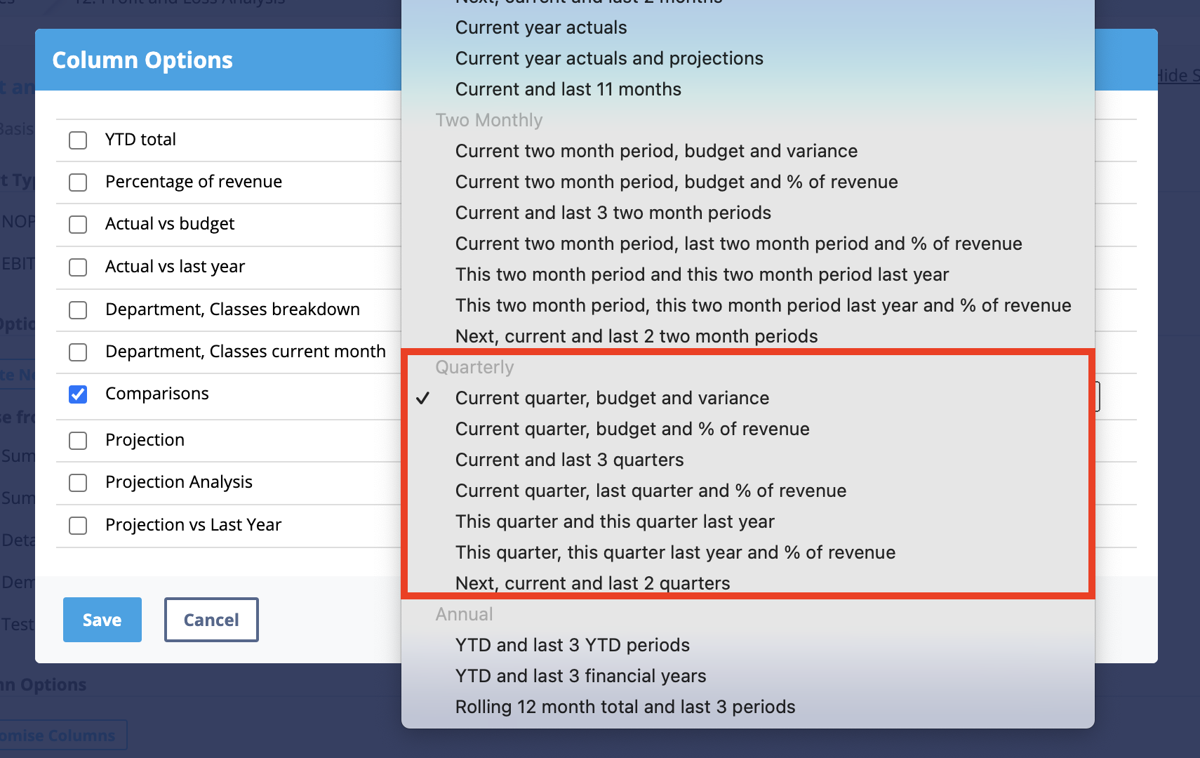 Quarterly Profit & Loss Layouts - Spotlight Reporting Help